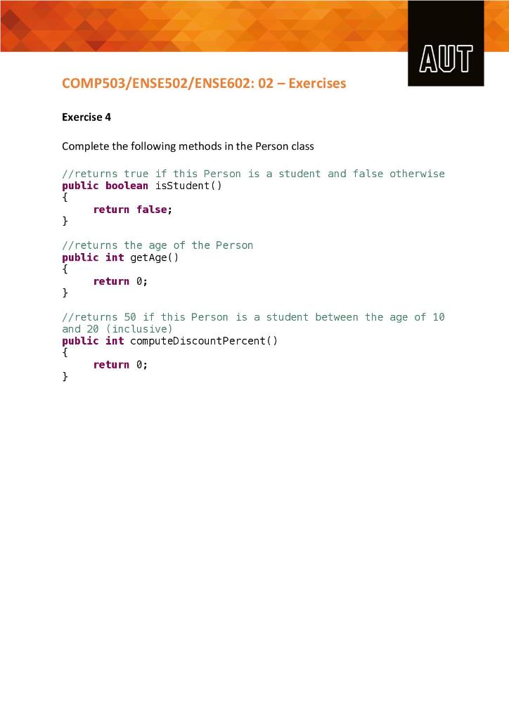 Solved AUT COMP503/ENSE502/ENSE602:02 - Exercises Exercise 1 | Chegg.com