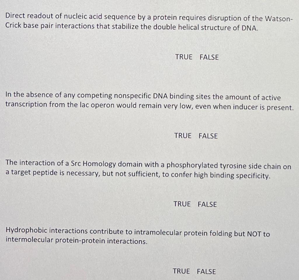 Solved Direct readout of nucleic acid sequence by a protein | Chegg.com