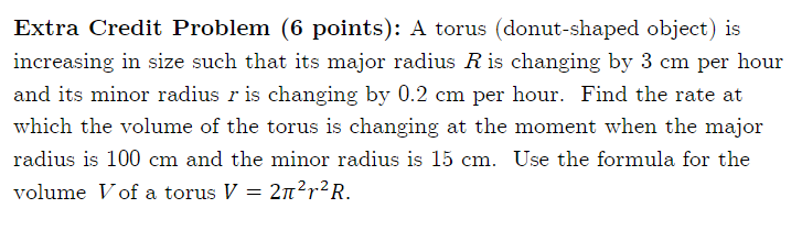 Solved Extra Credit Problem (6 ﻿points): A torus | Chegg.com