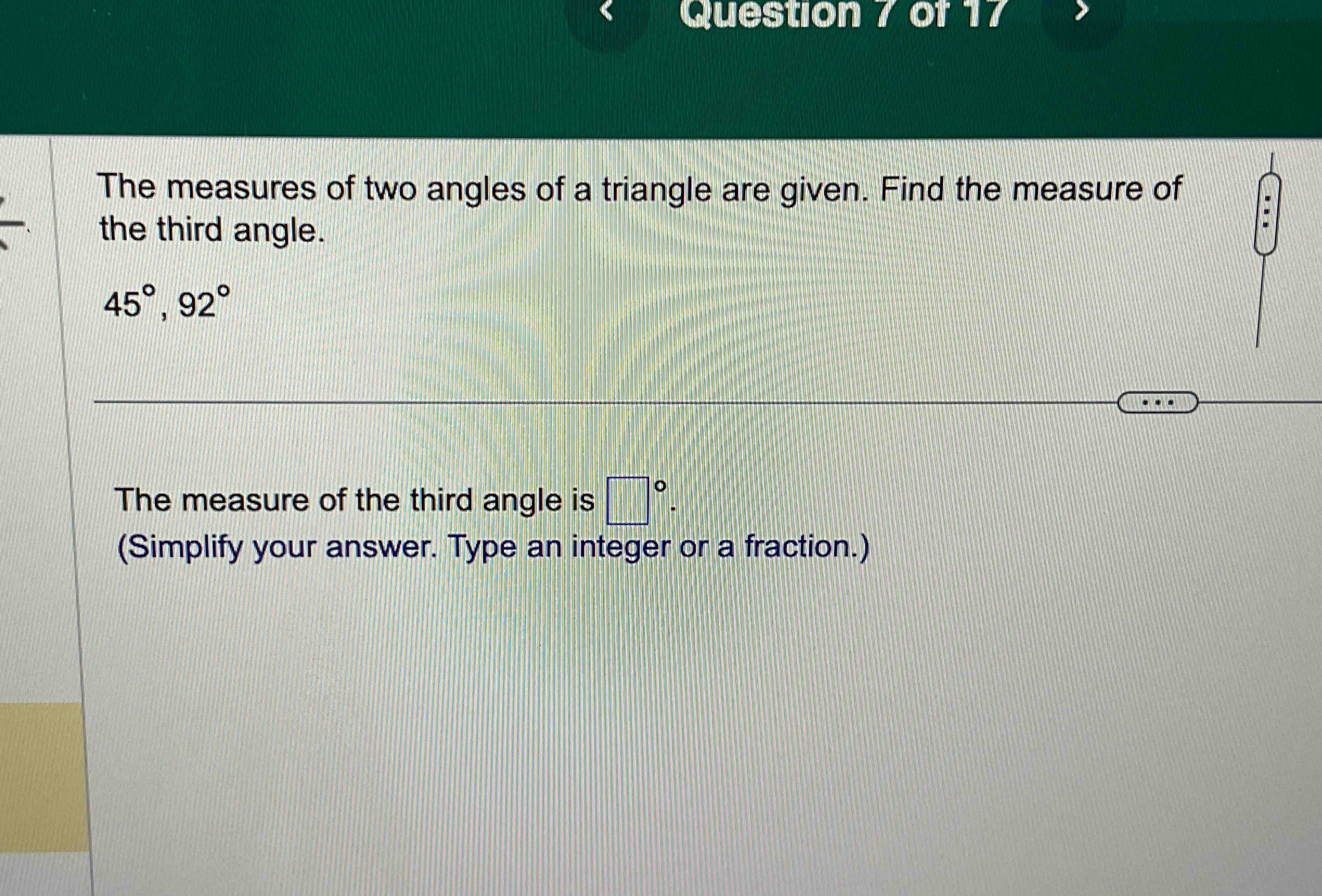Solved The measures of two angles of a triangle are given. | Chegg.com