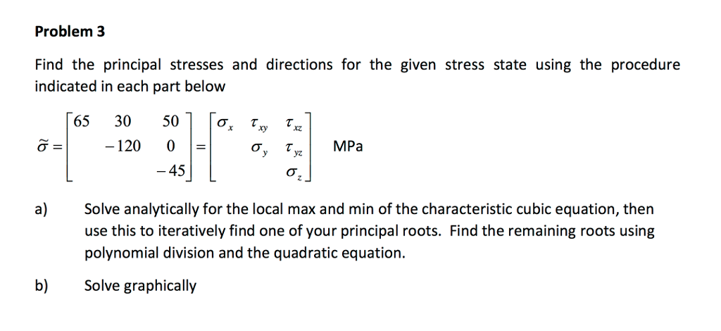 Solved Problem 3 Find the principal stresses and directions | Chegg.com