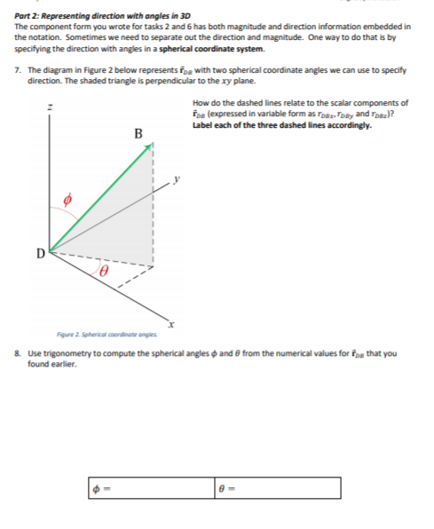 Solved Part 2: Representing direction with angles in 3D The | Chegg.com