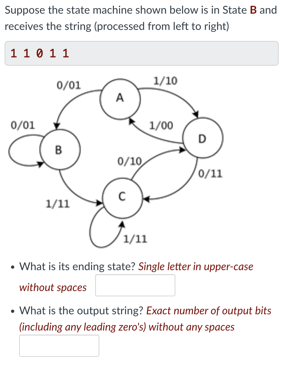Solved Suppose the state machine shown below is in State B | Chegg.com