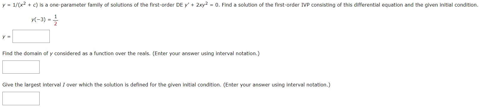 Solved y=1/(x2+c) is a one-parameter family of solutions of | Chegg.com