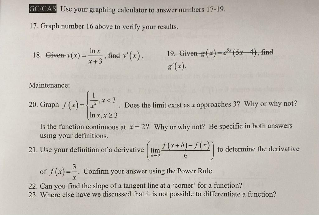 Solved GC/CAS Use your graphing calculator to answer numbers | Chegg.com