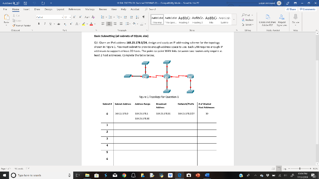 Solved Basic Subnetting (all subnets of EQUAL size) Q1: | Chegg.com
