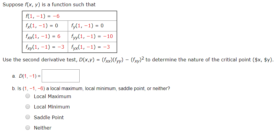 Solved Suppose F X Y Is A Function Such That F 1 1 6