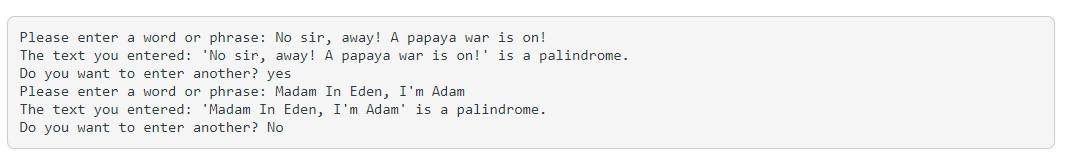 Solved Python - Palindrome Program A palindrome is a word | Chegg.com