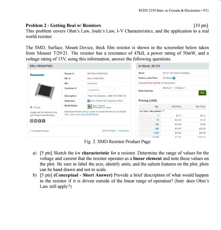 Solved ECEN 2250 Intro to Circuits & Electronics • F21 | Chegg.com