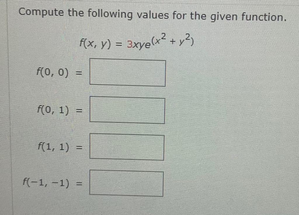 Solved Compute the following values for the given function. | Chegg.com