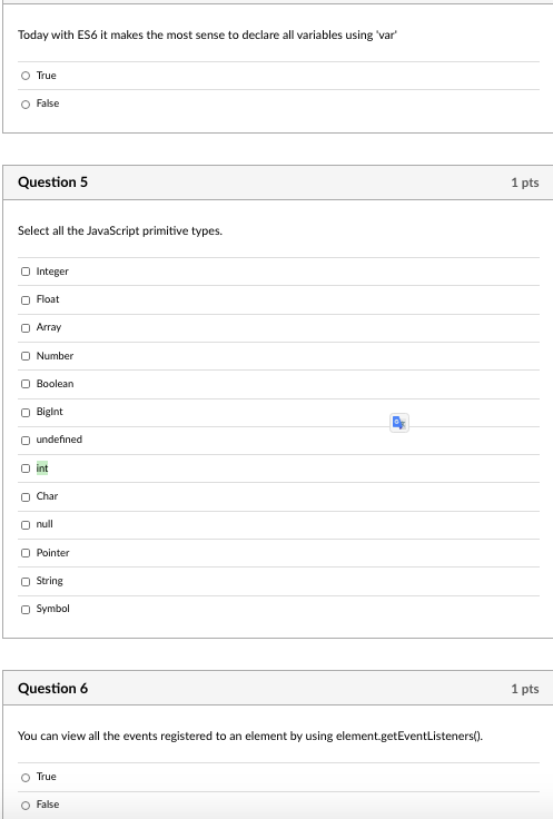Solved Today with ES6 it makes the most sense to declare all | Chegg.com