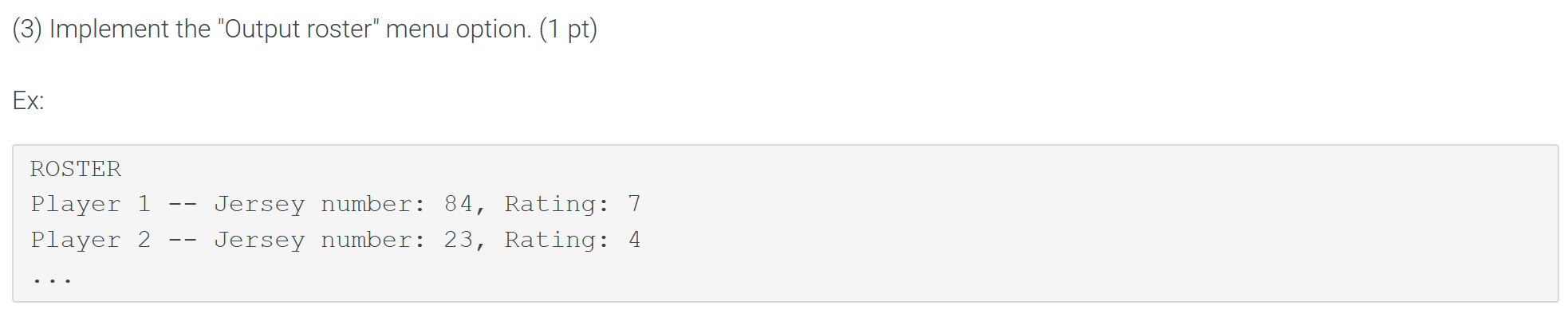 Solved (4) Implement the "Add player" menu option. Prompt | Chegg.com