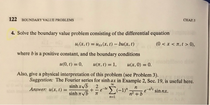 Solved 122 BOUNDARY VALUE PROBLEMS CHAP.5 4 Solve the | Chegg.com