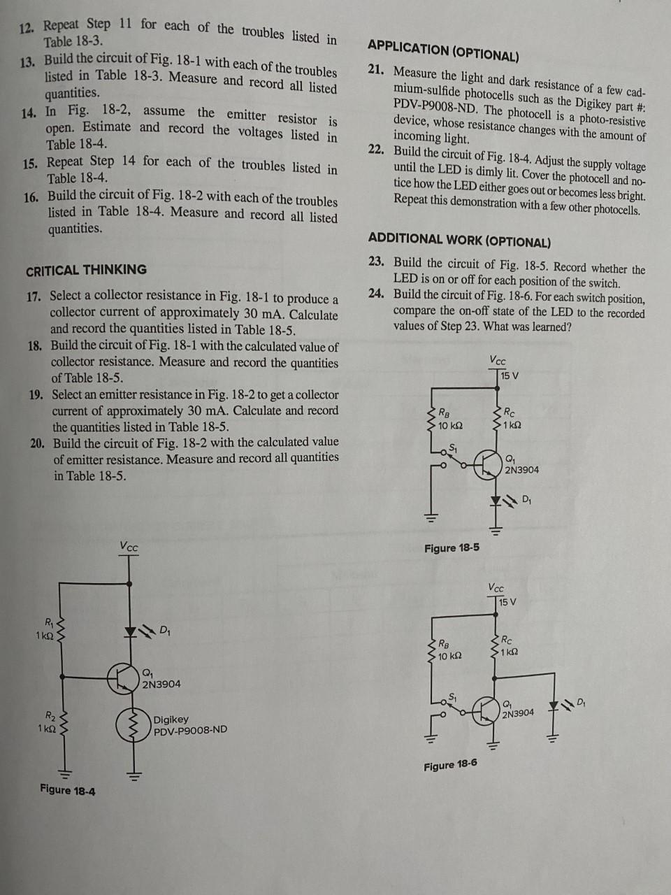 Solved Experiment 18 LED Driver and Phototransistor Circuits | Chegg.com