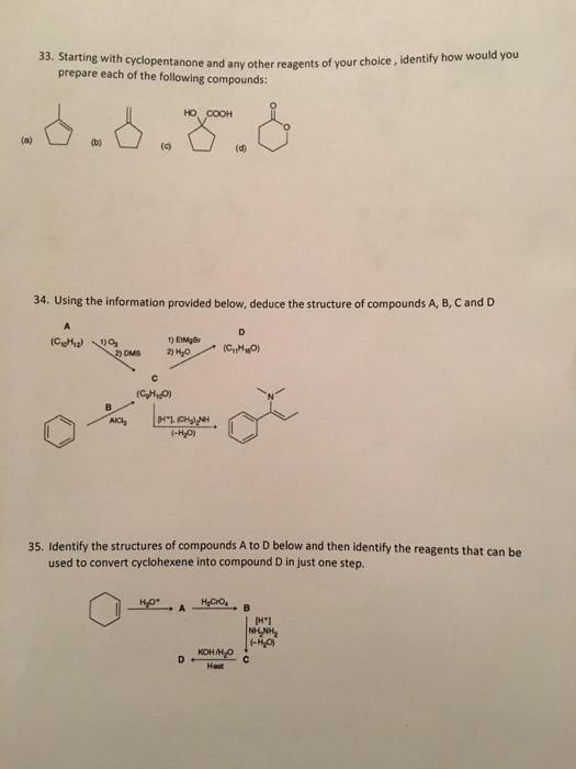 Solved Starting with cyclopentanone and any other reagents | Chegg.com