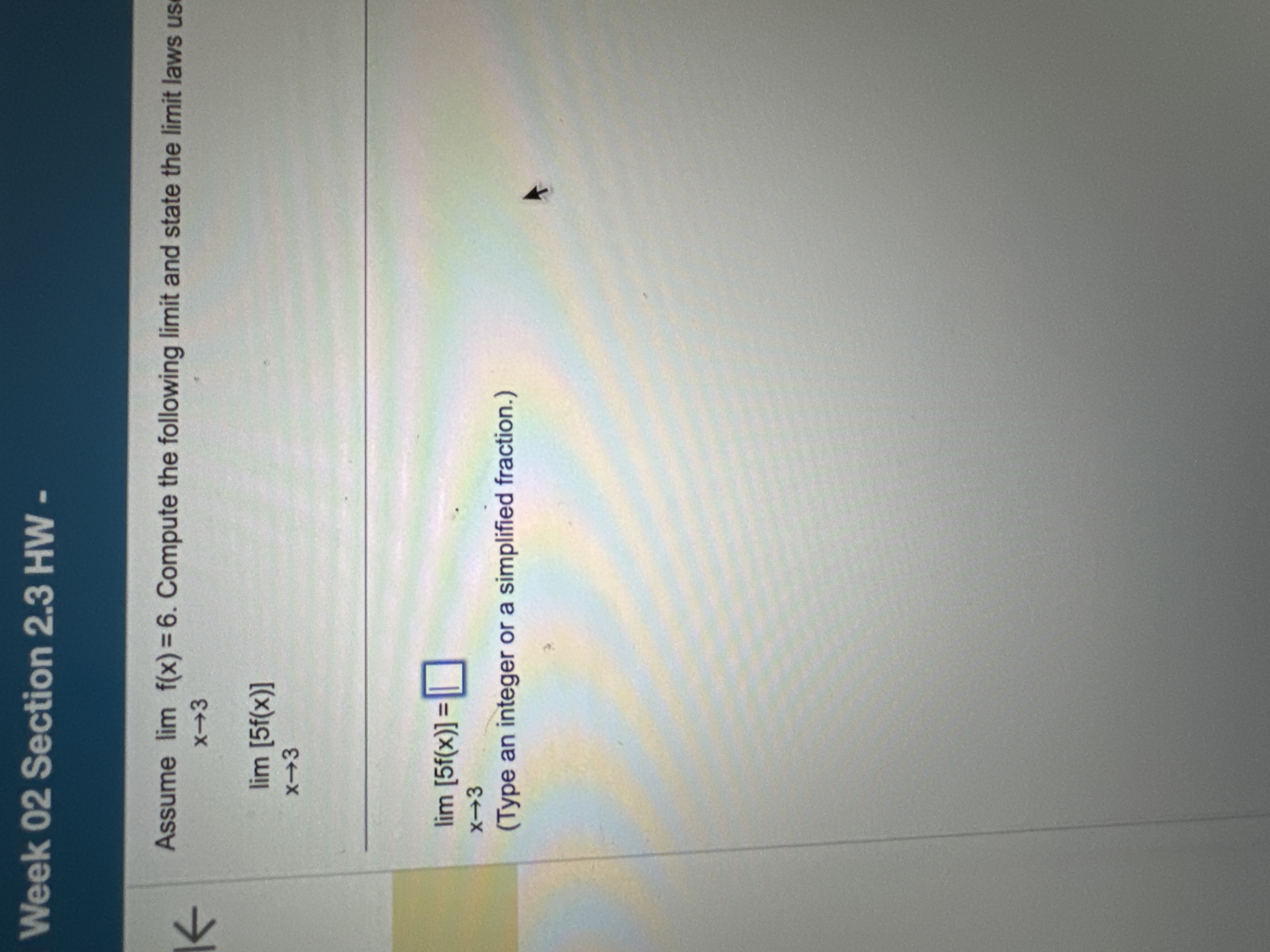 Solved Assume limx→3f(x)=6. ﻿Compute the following limit and | Chegg.com