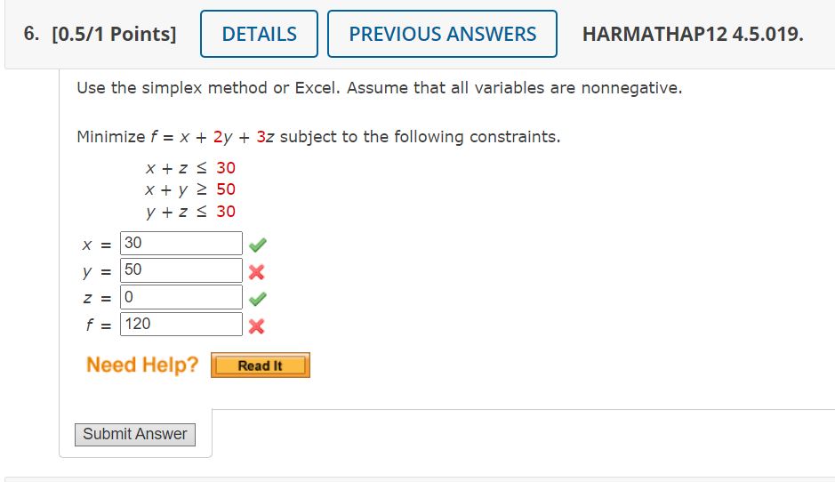 Solved Use the simplex method or Excel. Assume that all | Chegg.com