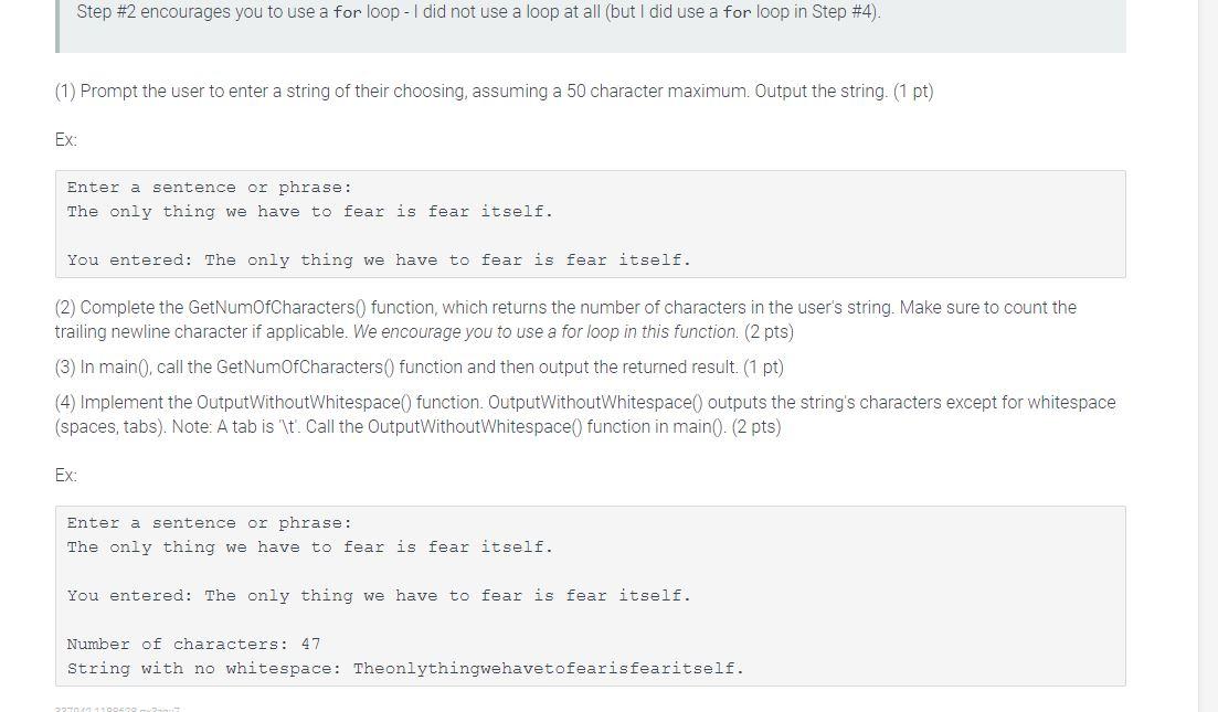 Solved Step #2 encourages you to use a for loop - I did not | Chegg.com