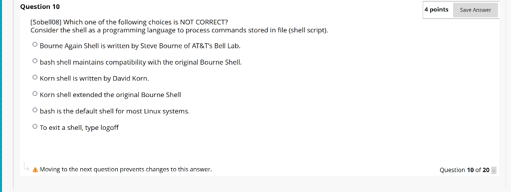 Solved Question 6 4 points Save Answer builtin in bash | Chegg.com