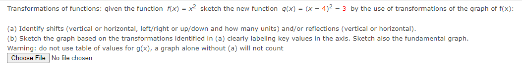 Solved Transformations of functions: given the function | Chegg.com