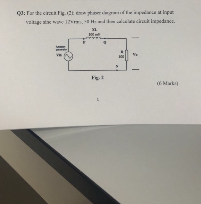 Solved Q3: For the circuit Fig. (2); draw phaser diagram of | Chegg.com