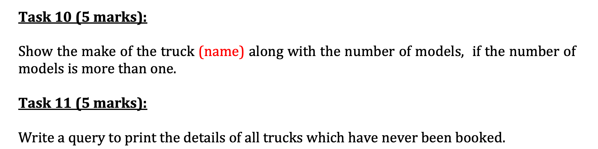 Solved Using mySQL solve Tasks 10 and 11, Make sure to read | Chegg.com