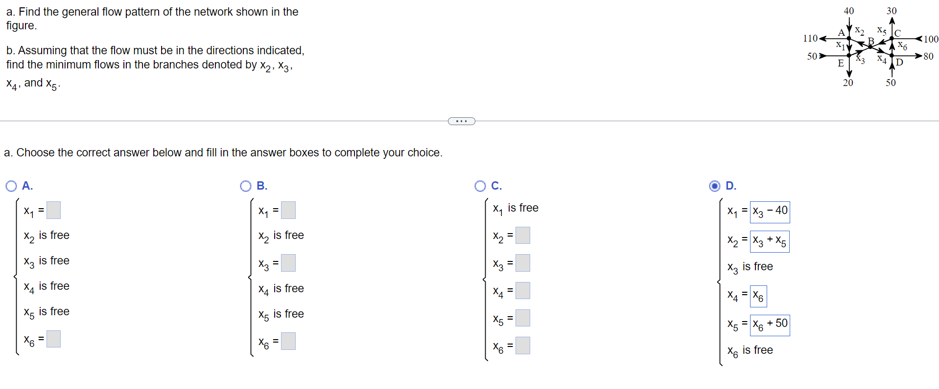 Solved 40 30 a. Find the general flow pattern of the network | Chegg.com