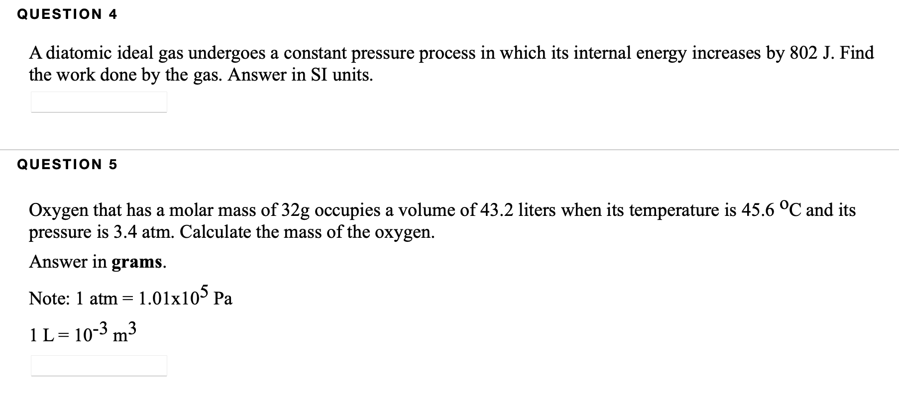 Solved QUESTION 4 A diatomic ideal gas undergoes a constant | Chegg.com