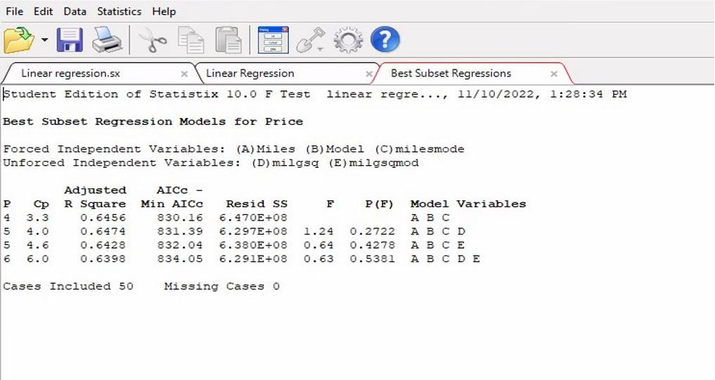 Below is a Global F Test, Quadratics Test, and | Chegg.com