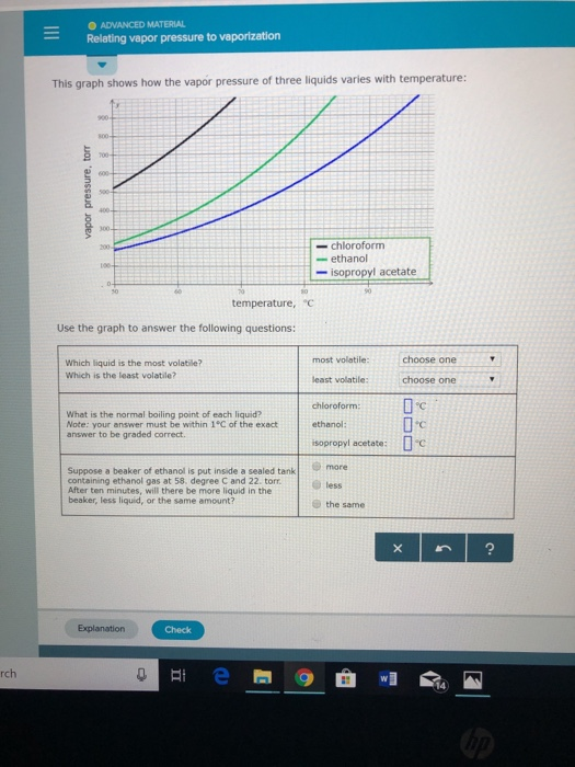 Solved ADVANCED MATERIAL Relating vapor pressure to | Chegg.com