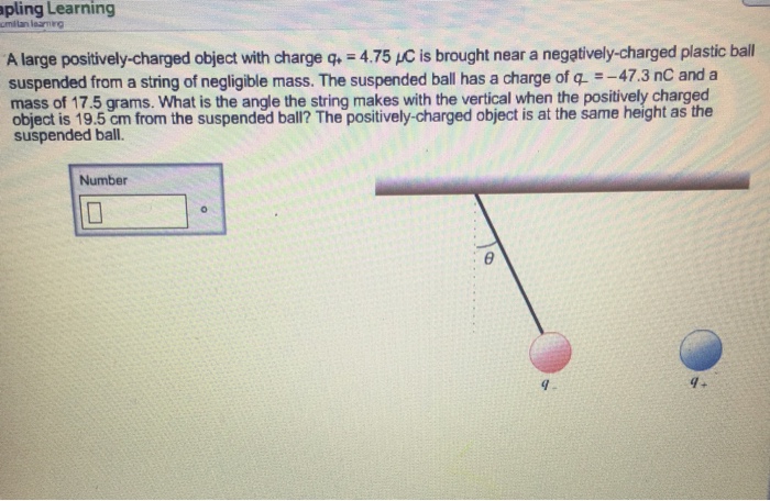 Solved A large positively-charged object with charge q_+ = | Chegg.com