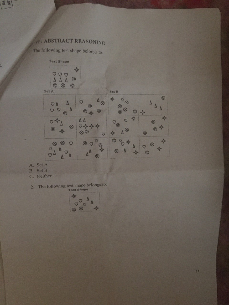 \&I: ABSTRACT REASONING The following test shape | Chegg.com