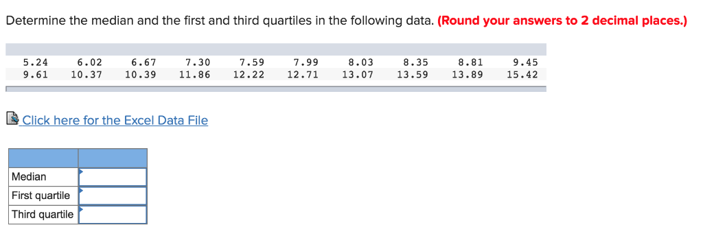 Solved Determine the median and the first and third | Chegg.com