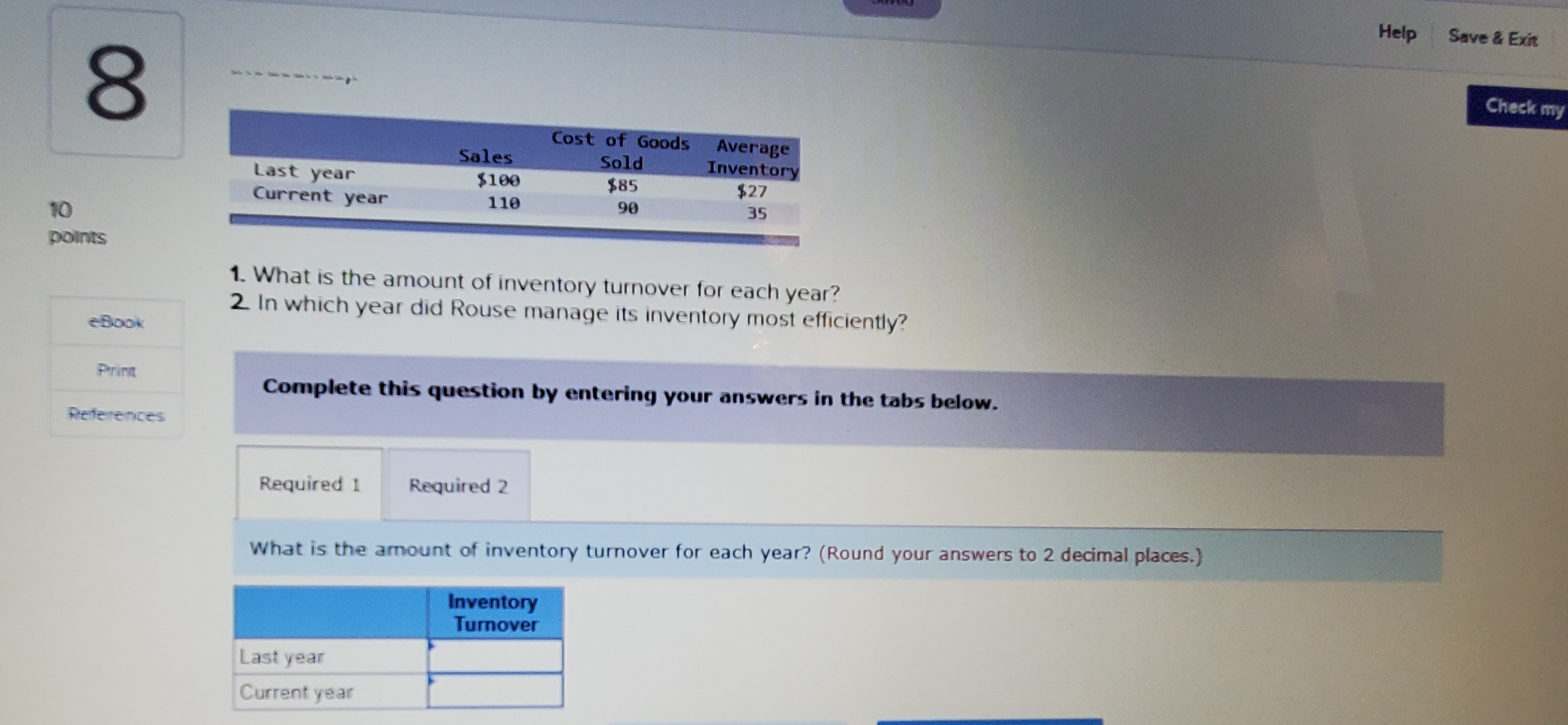 Solved 1. What is the amount of inventory turnover for each | Chegg.com