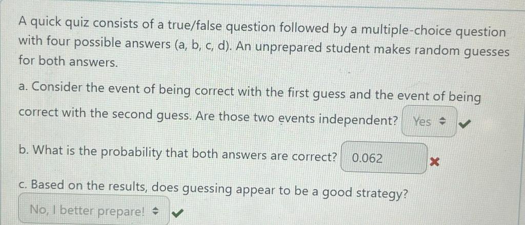 Solved A quick quiz consists of a true/false question | Chegg.com