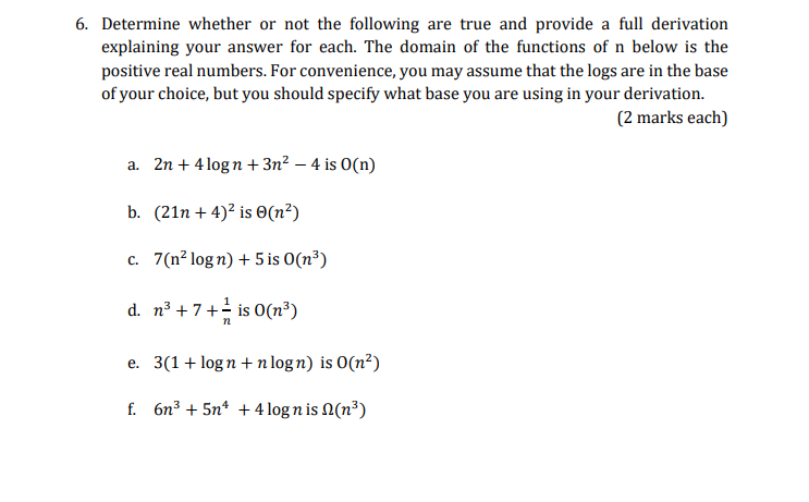 Solved 6. Determine whether or not the following are true | Chegg.com