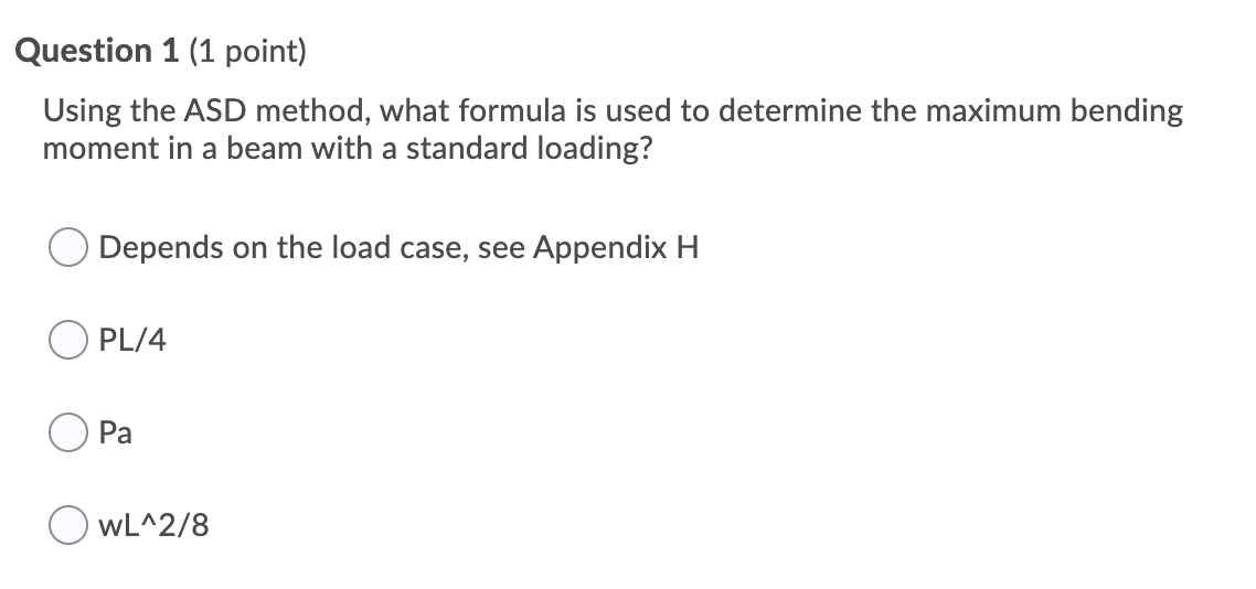 Solved Question 1 (1 point) Using the ASD method, what | Chegg.com