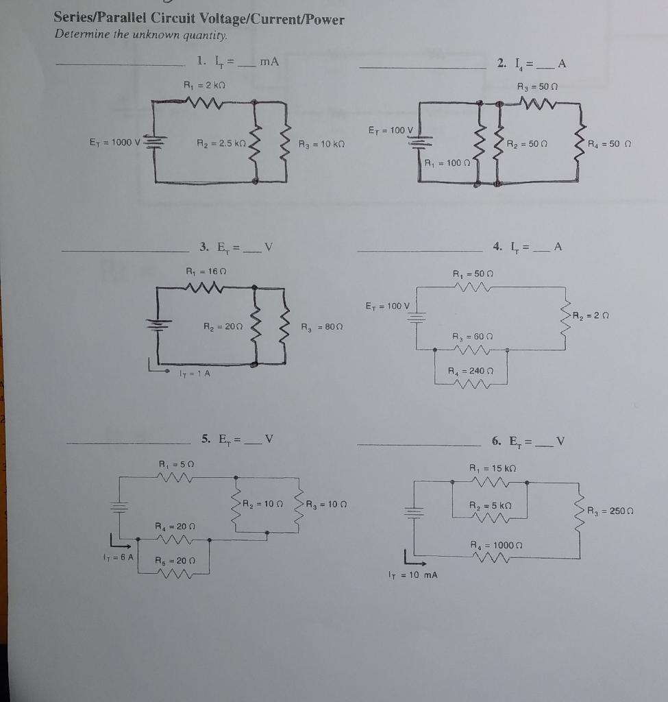 Solved Series/Parallel Circuit Voltage/Current/Power | Chegg.com