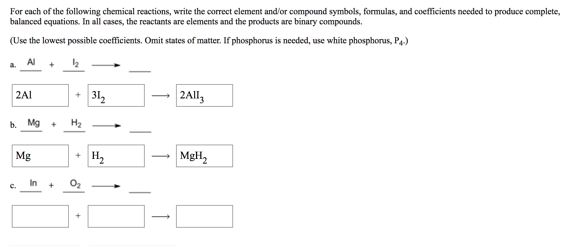 Solved For each of the following chemical reactions, write | Chegg.com