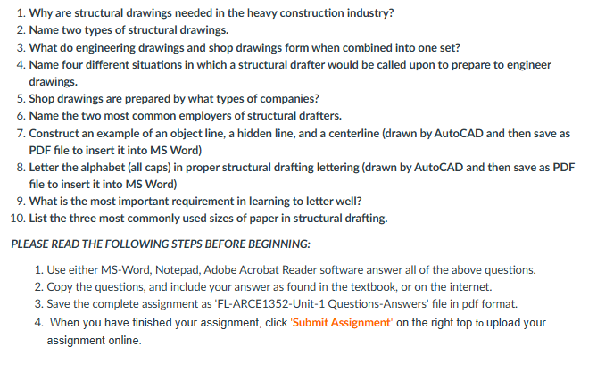 Solved Why are structural drawings needed in the heavy | Chegg.com