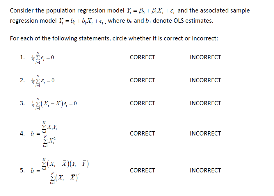 Solved Consider the population regression model Y₁ = B₁ + | Chegg.com