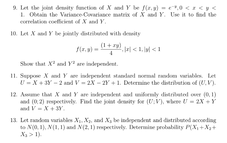 Solved 9. Let the joint density function of X and Y be | Chegg.com