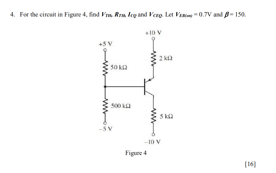 Solved 4. For the circuit in Figure 4, find Vth, Rty, Ico | Chegg.com