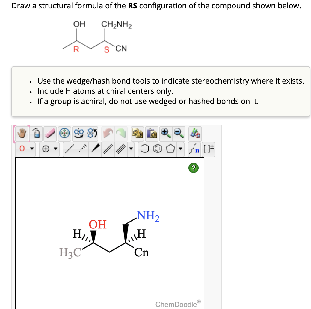 Solved Draw a structural formula of the RS configuration of | Chegg.com