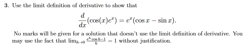 Solved 3. Use the limit definition of derivative to show | Chegg.com