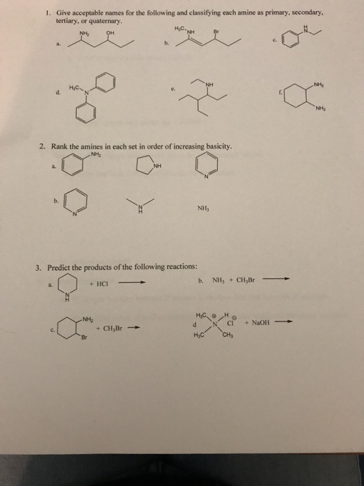 Solved 1. Give acceptable names for the following and | Chegg.com
