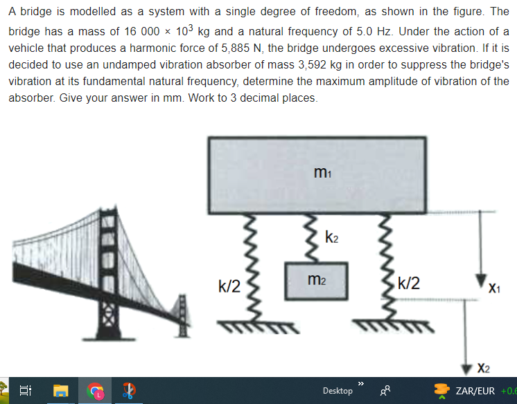 Solved A bridge is modelled as a system with a single degree | Chegg.com