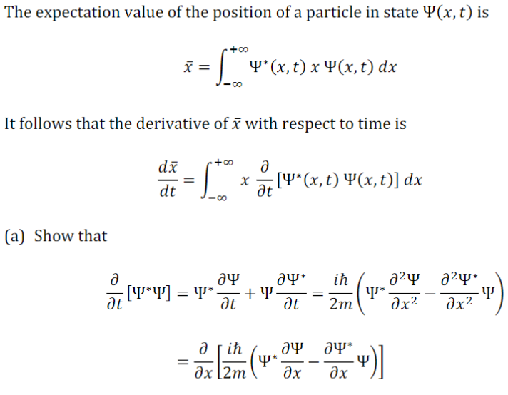 Solved (Hint: Substitute for ∂Ψ/∂t and ∂Ψ∗/∂t from the | Chegg.com