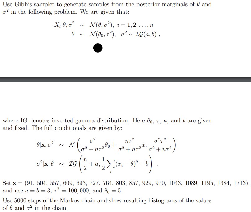 p6.3**Use matlab code with a gibb's sampler to sample | Chegg.com