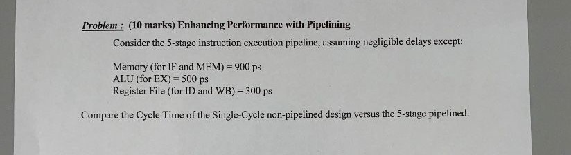 Solved Problem: (10 marks) Enhancing Performance with | Chegg.com